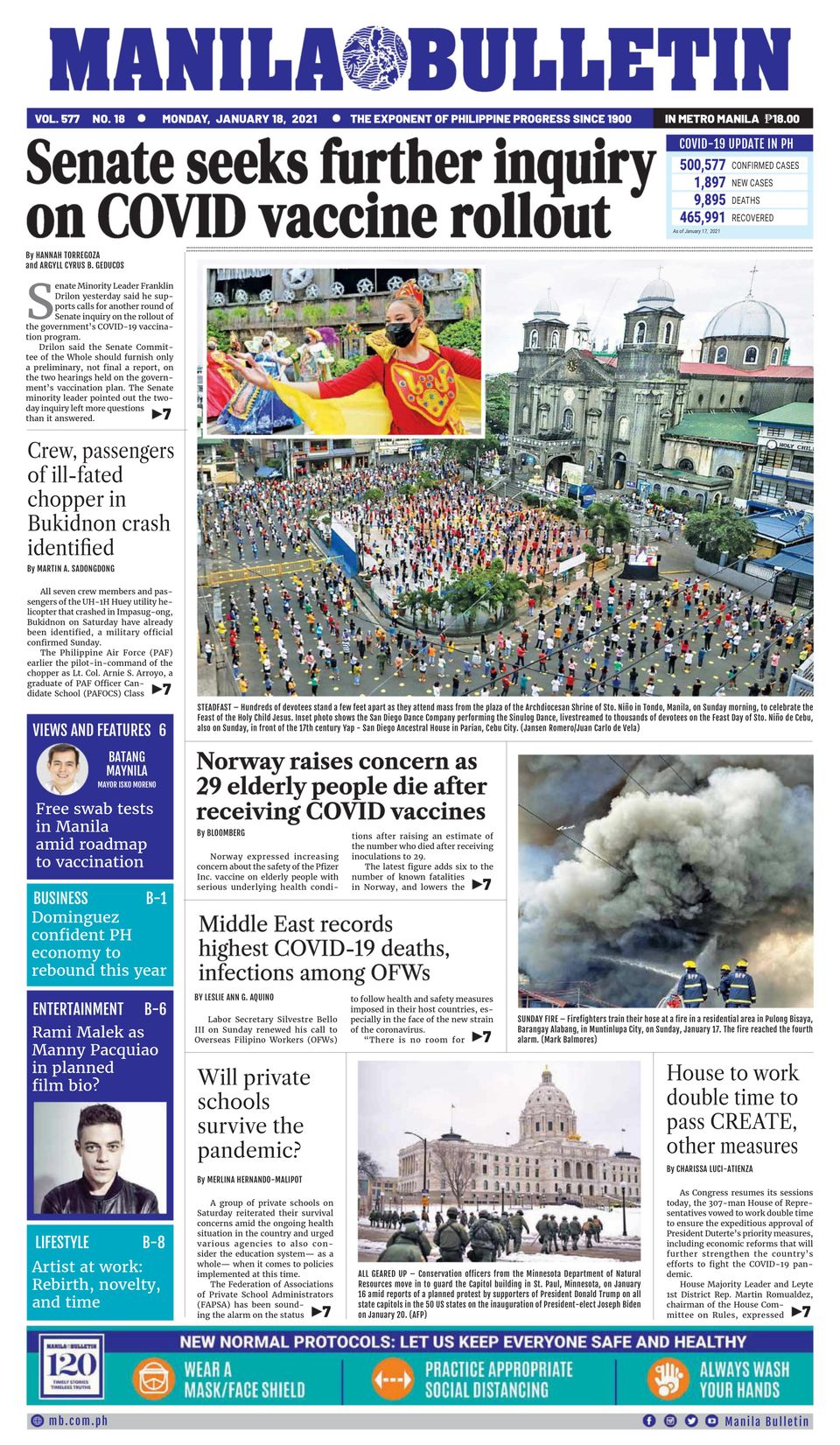 Manila Bulletin January 18 2021 Newspaper Get Your Digital Subscription