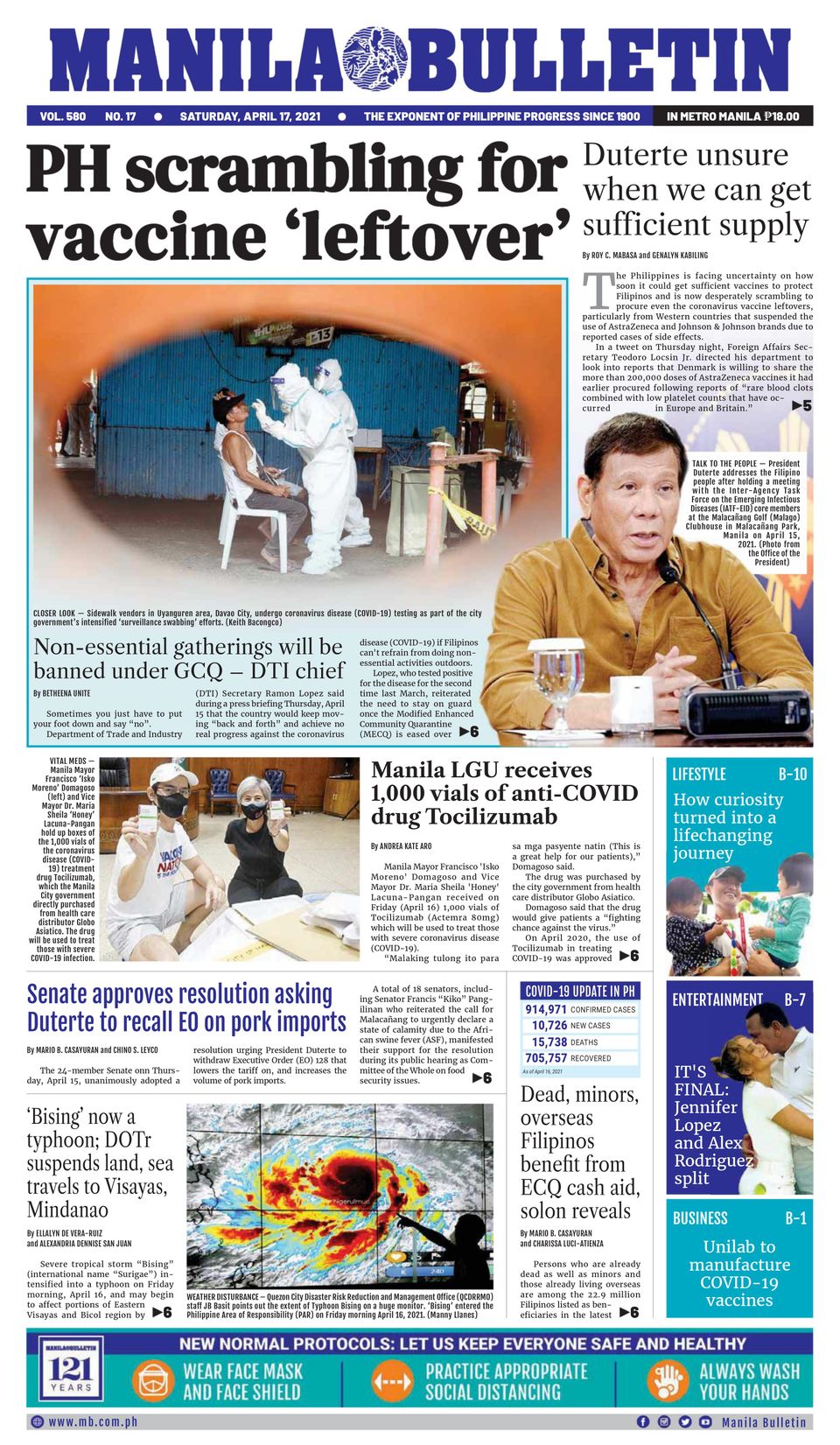 Get digital access to Manila Bulletin - April 17, 2021 issue | Magzter.com