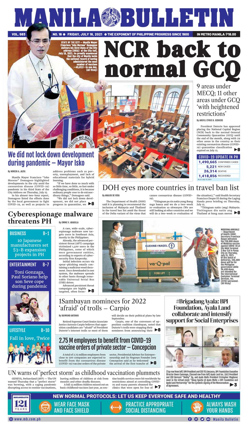 Manila Bulletin-July 16, 2021 Newspaper - Get your Digital Subscription