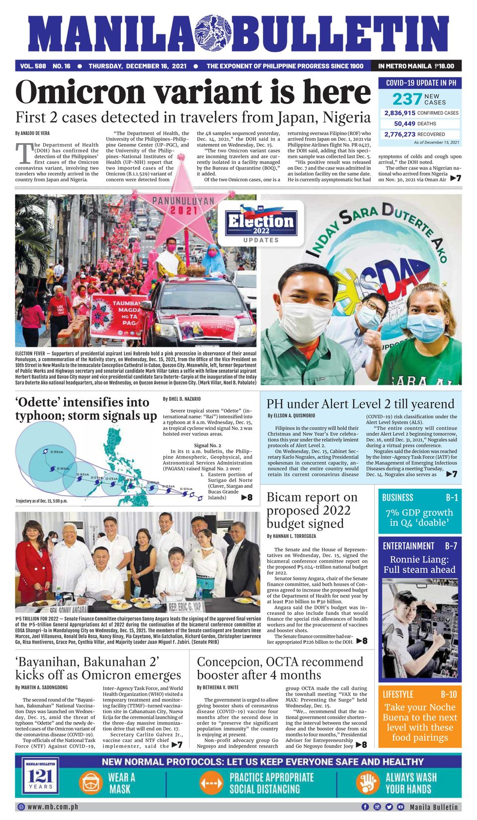 Manila Bulletin-DEcember 16, 2021 Newspaper - Get your Digital Subscription