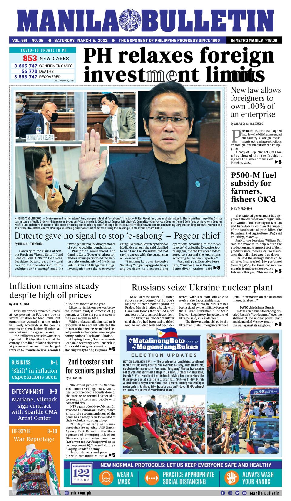 Manila Bulletin-March 5, 2022 Newspaper - Get your Digital Subscription