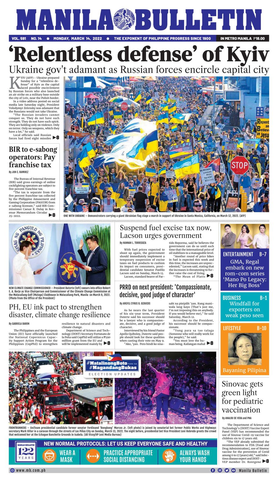 Manila Bulletin-March 14, 2022 Newspaper - Get your Digital Subscription