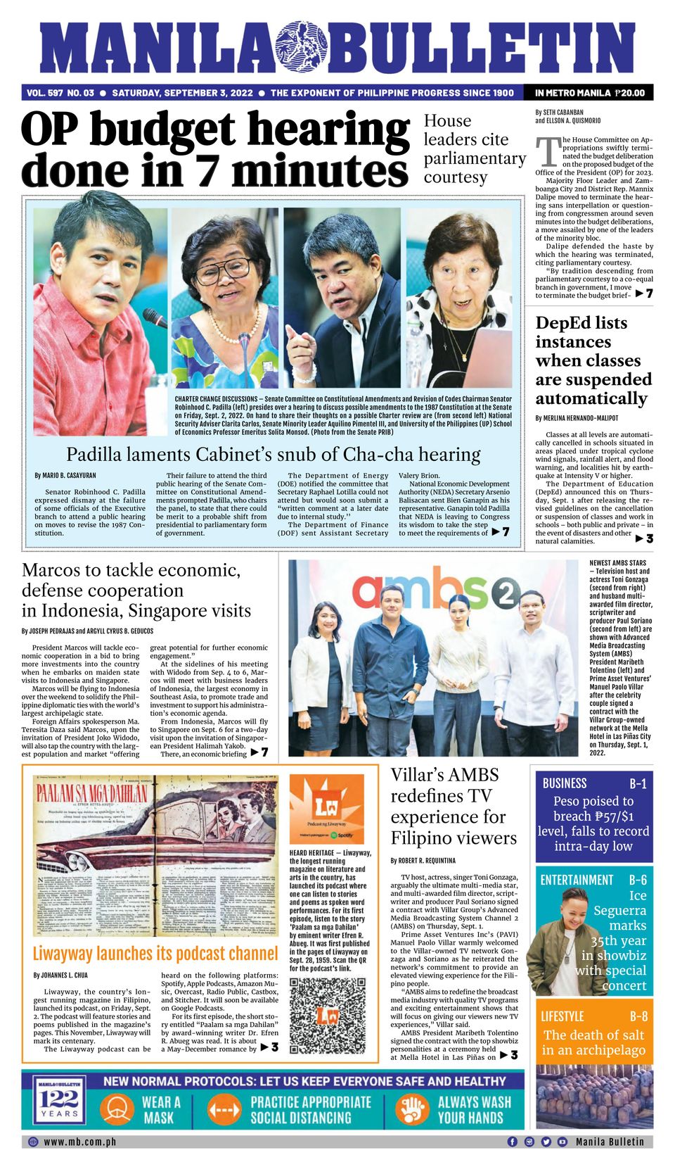 Manila Bulletin-September 3, 2022 Newspaper - Get your Digital Subscription