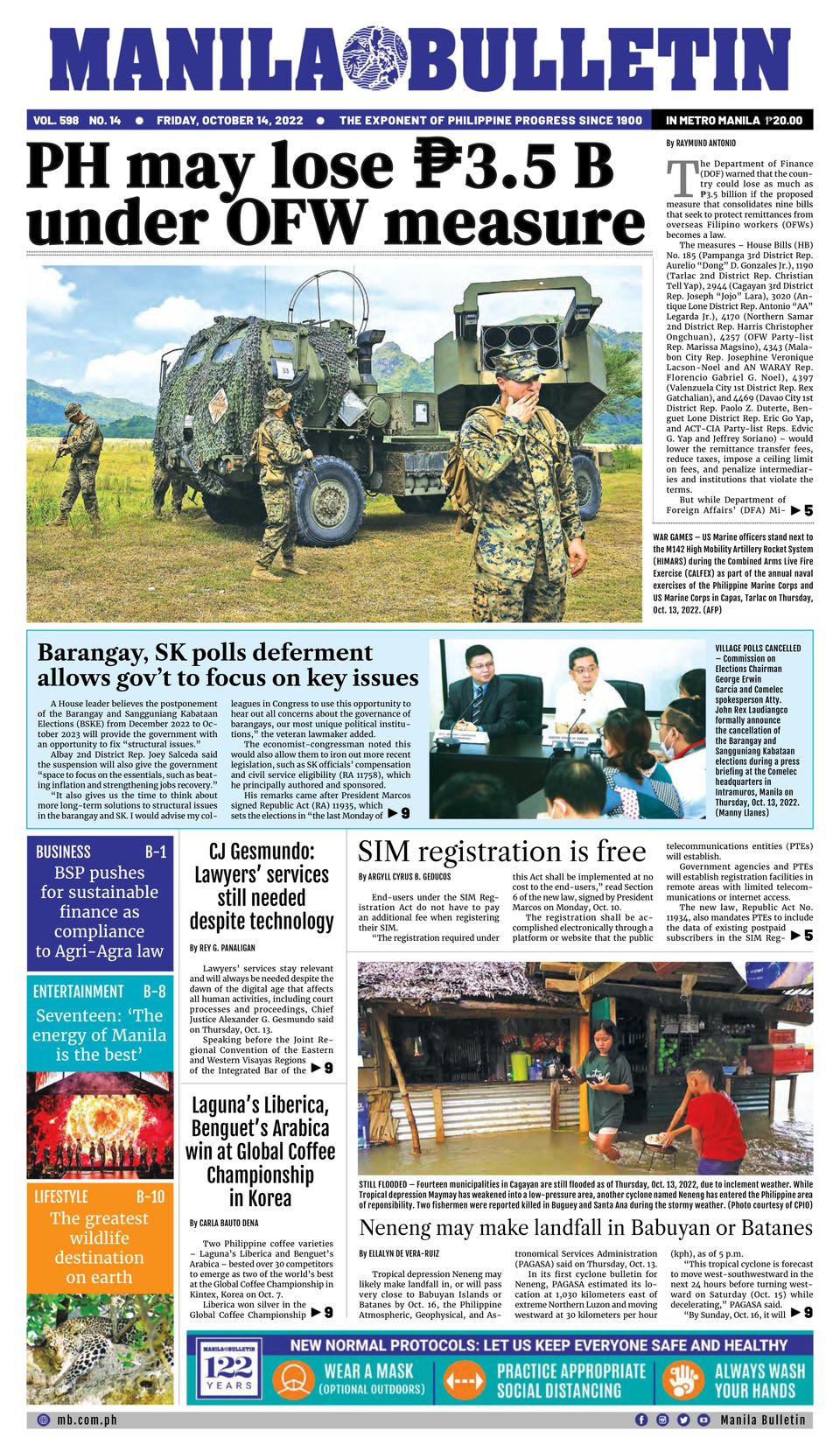 Get digital access to Manila Bulletin - October 14, 2022 issue ...