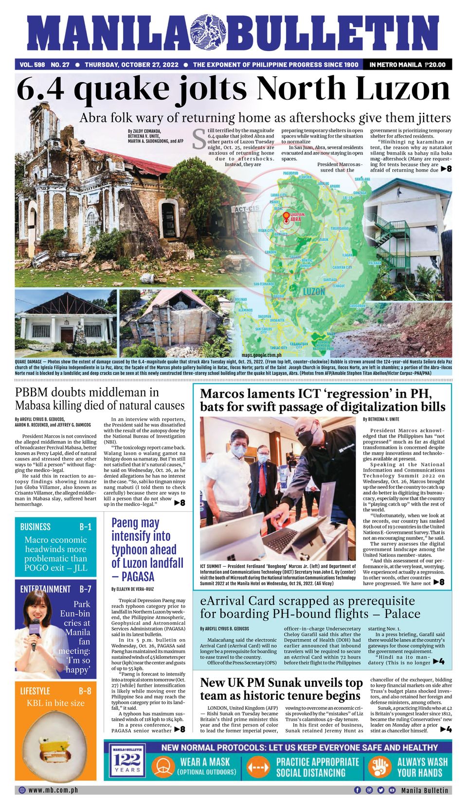Get digital access to Manila Bulletin - October 27, 2022 issue ...