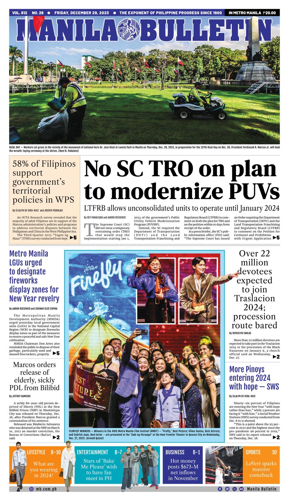 Get digital access to Manila Bulletin - December 29, 2023 issue ...
