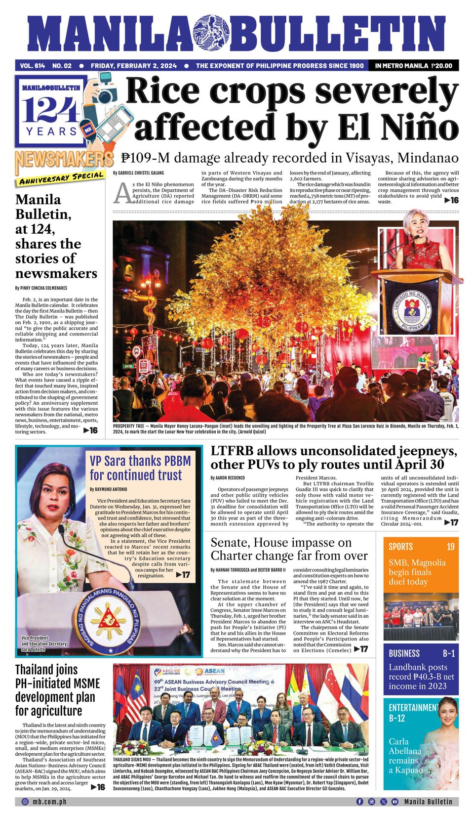 Get digital access to Manila Bulletin - February 2, 2024 issue ...