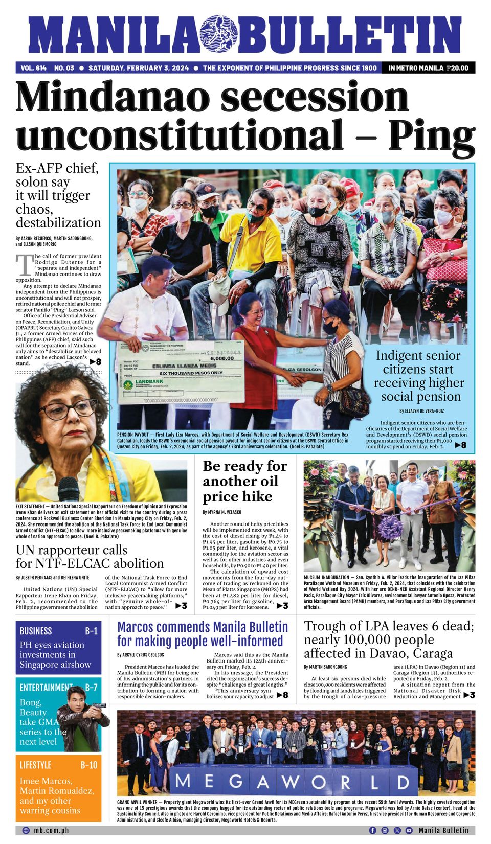 Get digital access to Manila Bulletin - February 3, 2024 issue ...