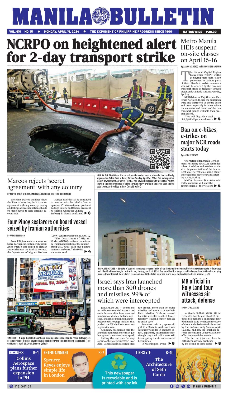 Get digital access to Manila Bulletin - April 15, 2024 issue | Magzter.com