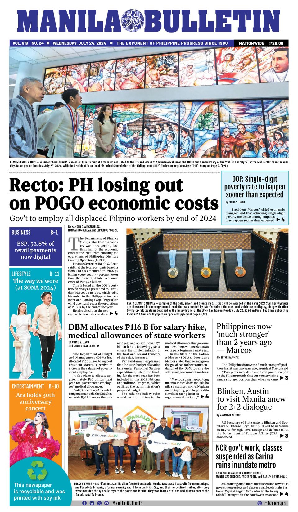 Get digital access to Manila Bulletin - July 24, 2024 issue | Magzter.com