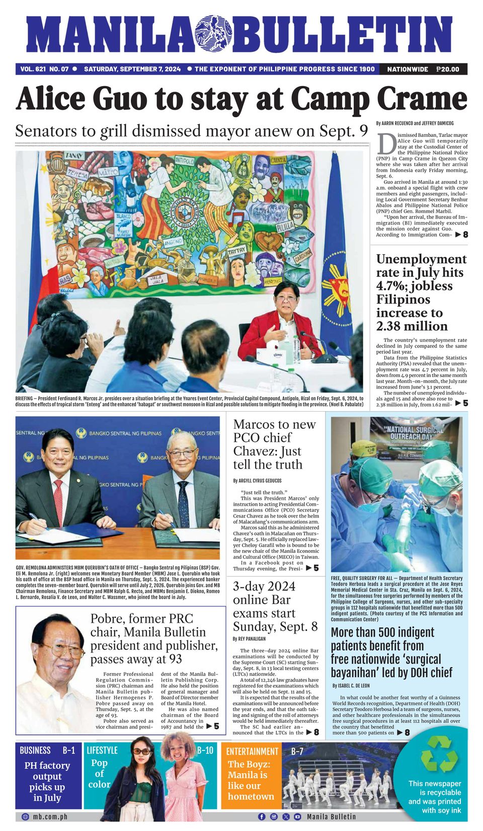 Manila Bulletin-September 7, 2024 Newspaper - Get your Digital Subscription