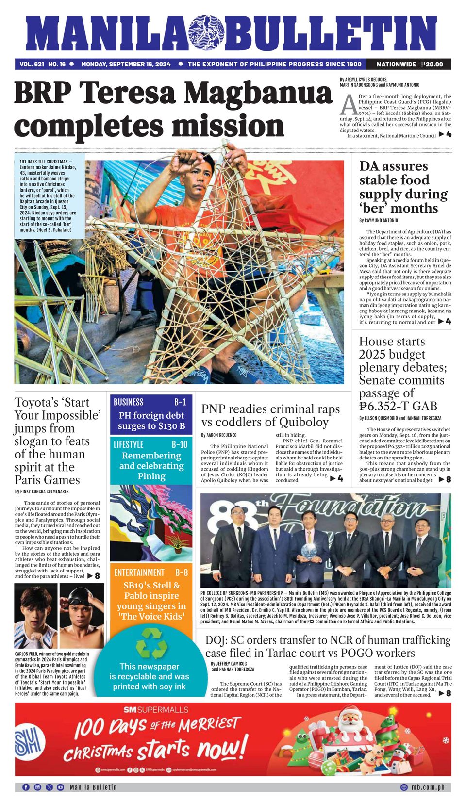 Get digital access to Manila Bulletin - September 16, 2024 issue | Magzter.com