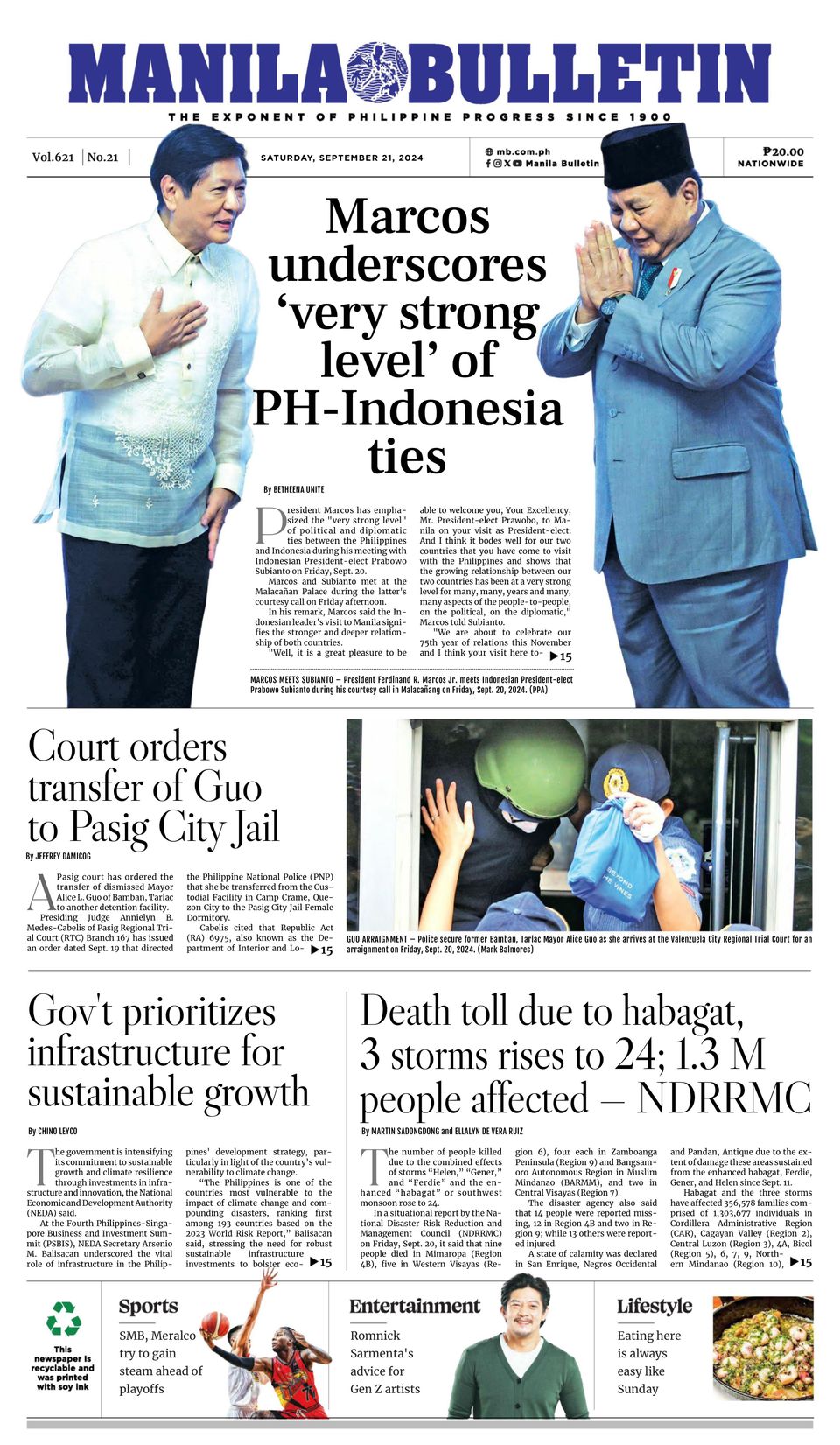 Get digital access to Manila Bulletin - September 21, 2024 issue ...