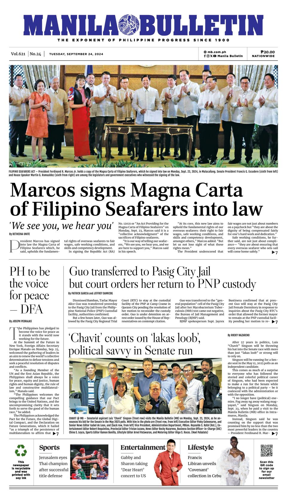 Get digital access to Manila Bulletin - September 24, 2024 issue | Magzter.com