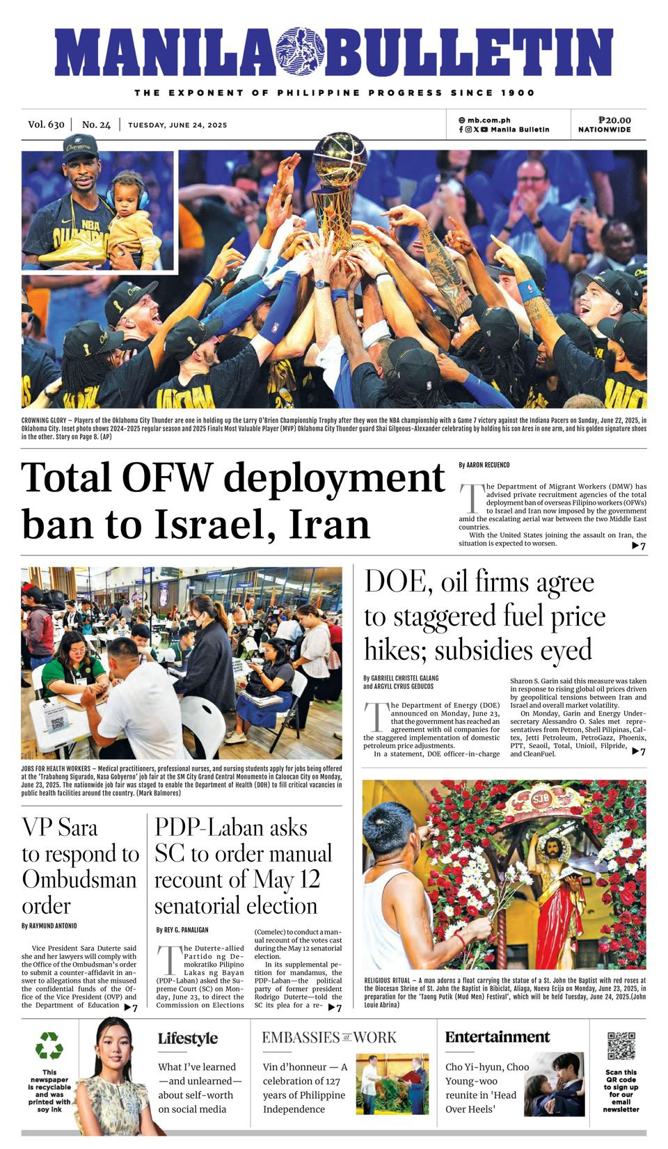 Get digital access to Manila Bulletin - June 24 2025 issue | Magzter.com