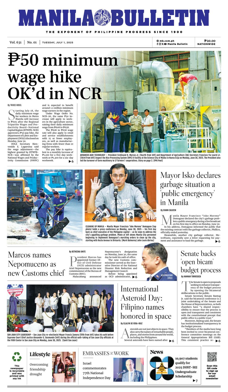 Get digital access to Manila Bulletin - July 01 2025 issue | Magzter.com