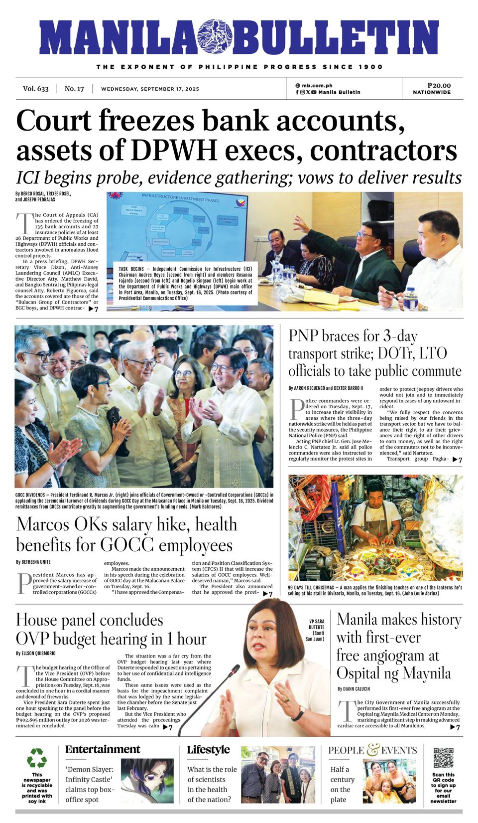 Get digital access to Manila Bulletin - September 17, 2025 issue ...