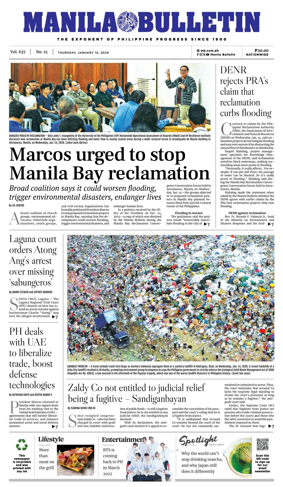 Get digital access to Manila Bulletin - January 15, 2026 issue ...