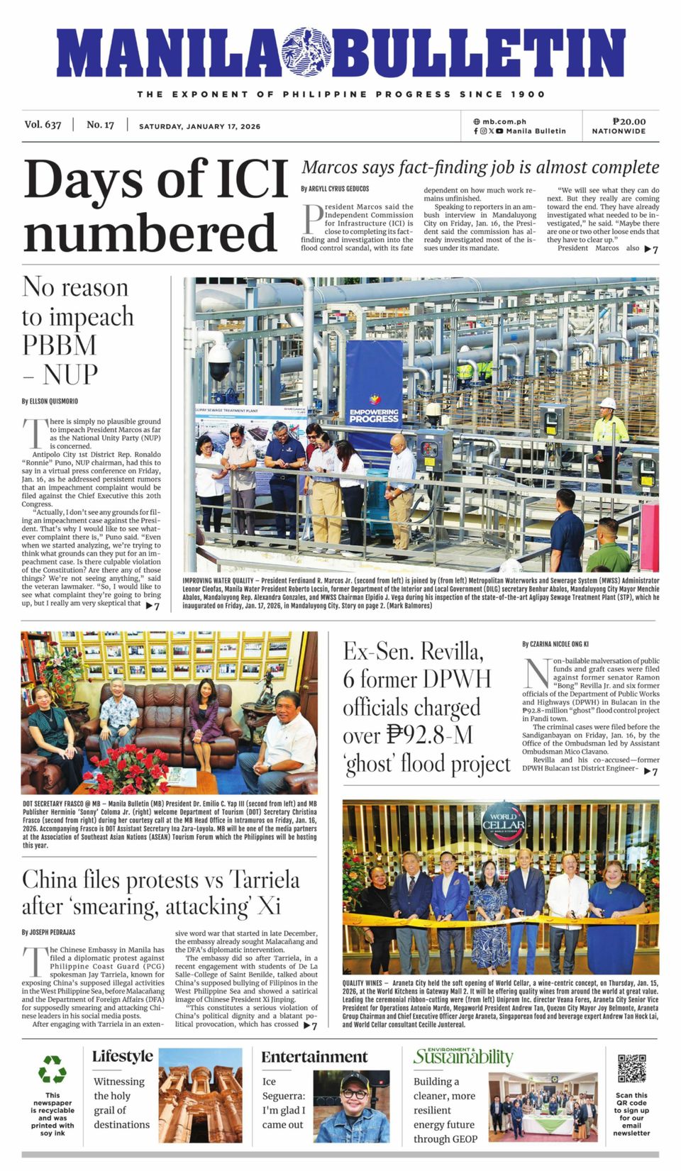 Get digital access to Manila Bulletin - January 17, 2026 issue ...
