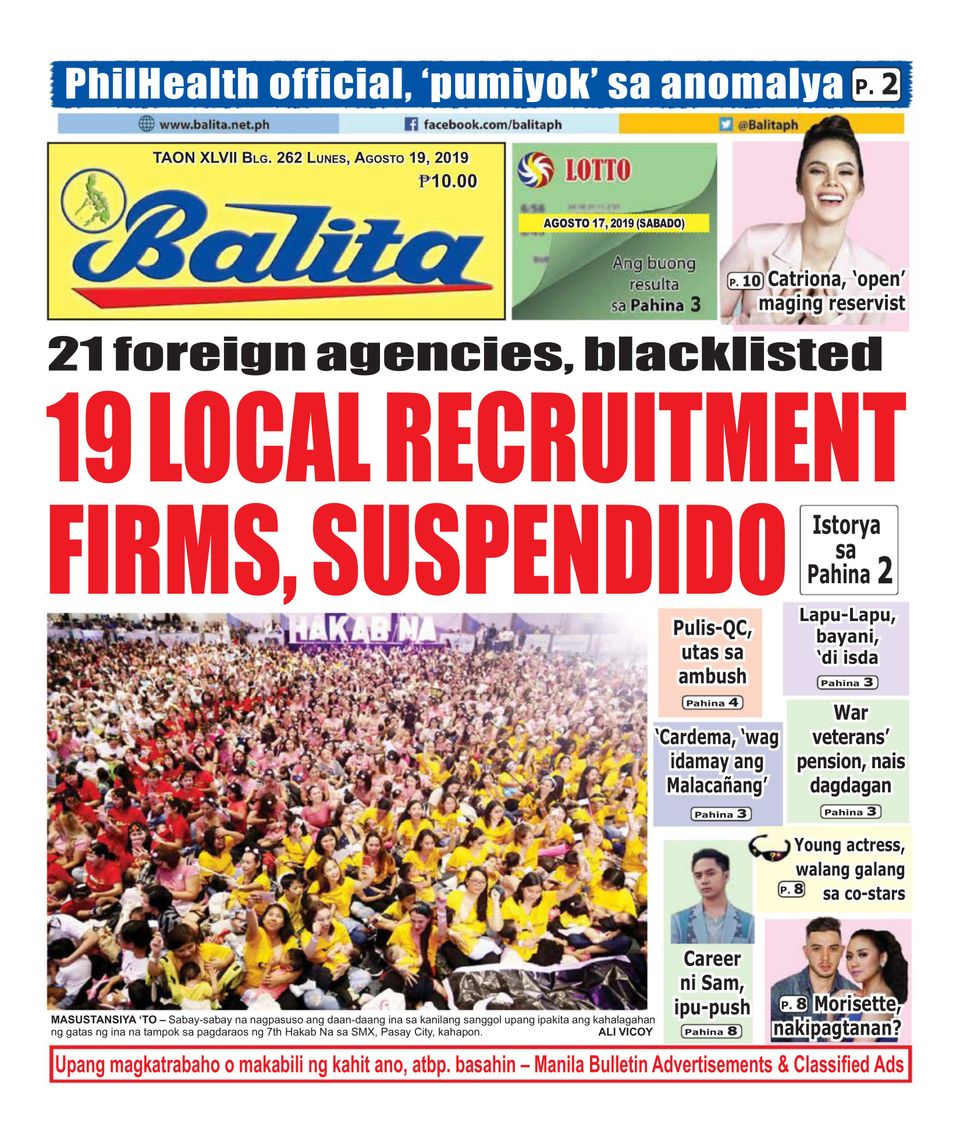 Get digital access to Balita - August 19, 2019 issue | Magzter.com