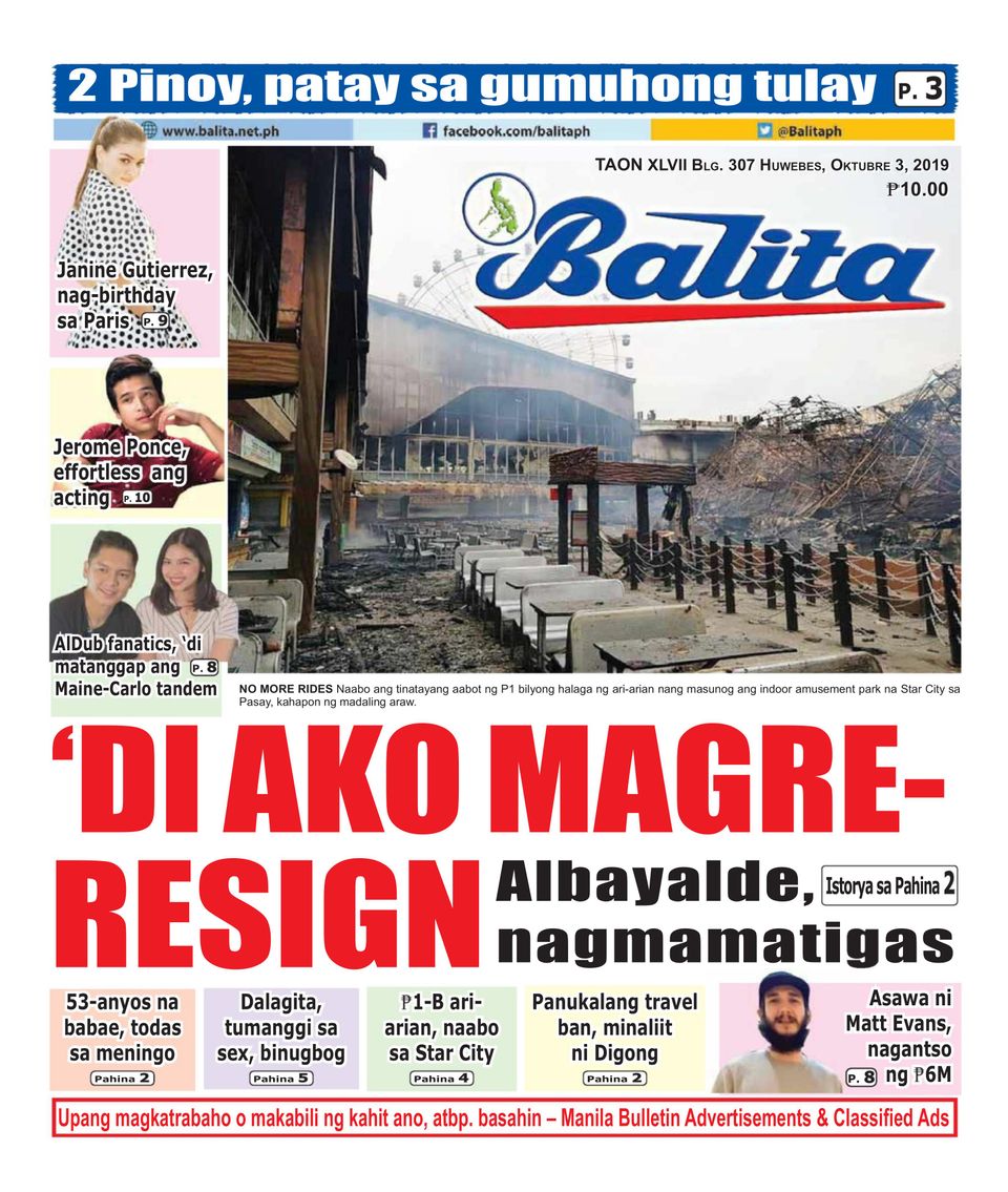 Get digital access to Balita - October 3, 2019 issue | Magzter.com