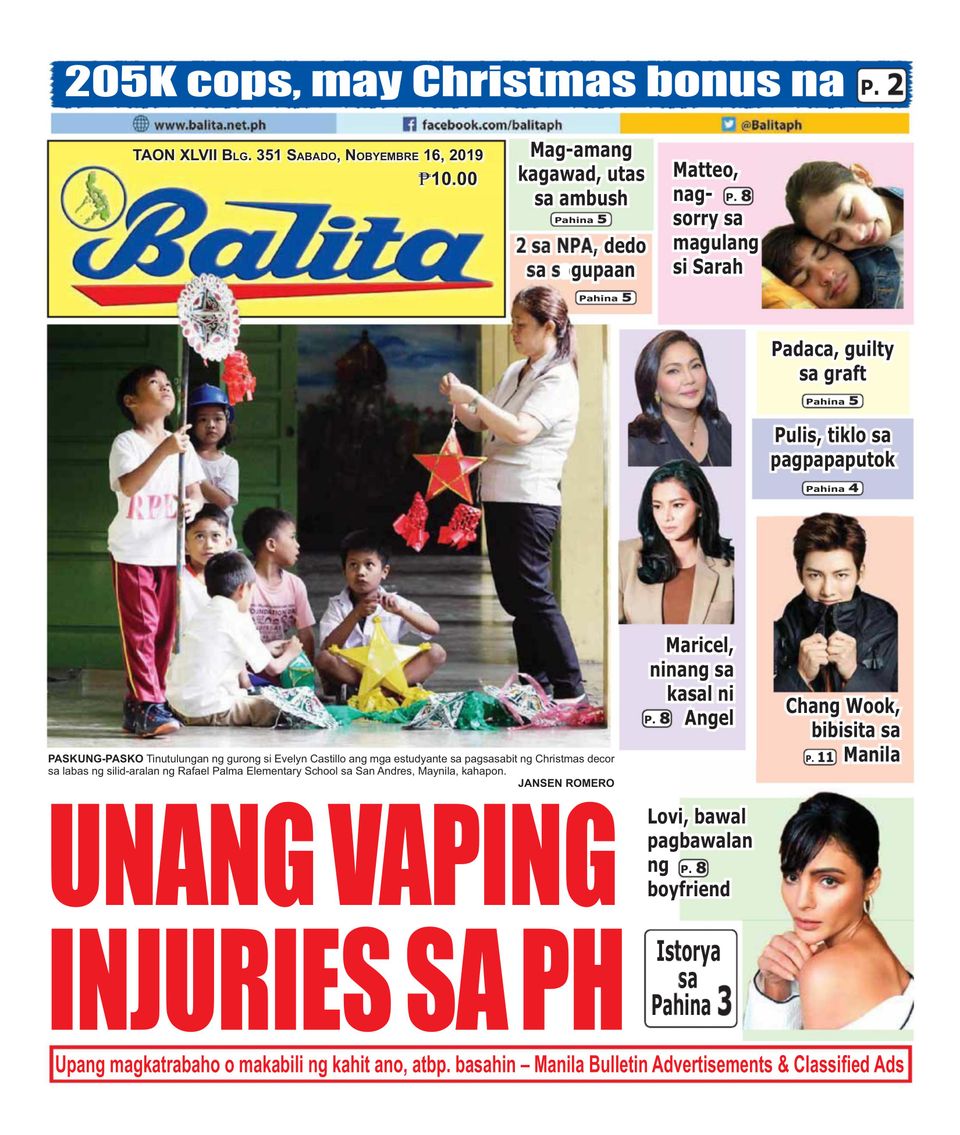 Get digital access to Balita - November 16, 2019 issue | Magzter.com