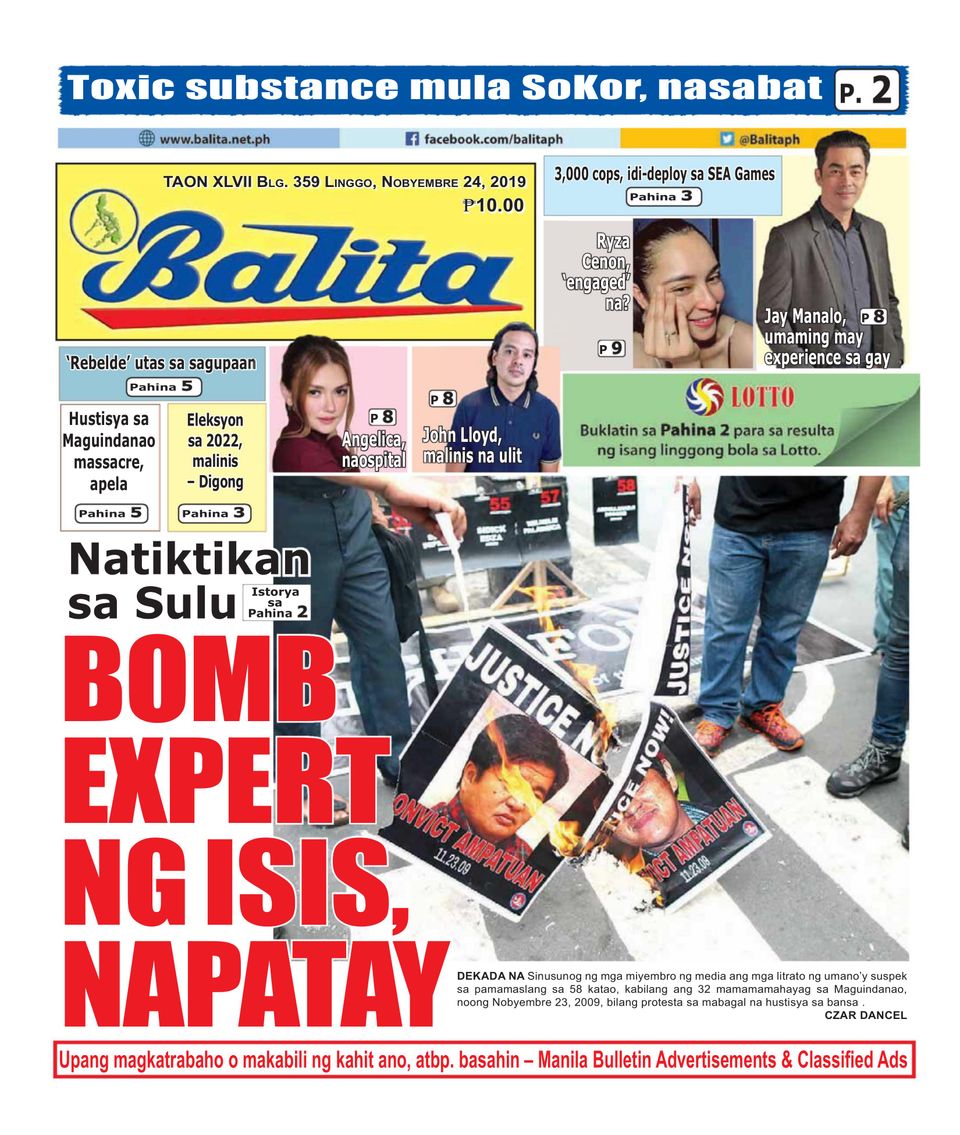 Balita-November 24, 2019 Newspaper - Get your Digital Subscription