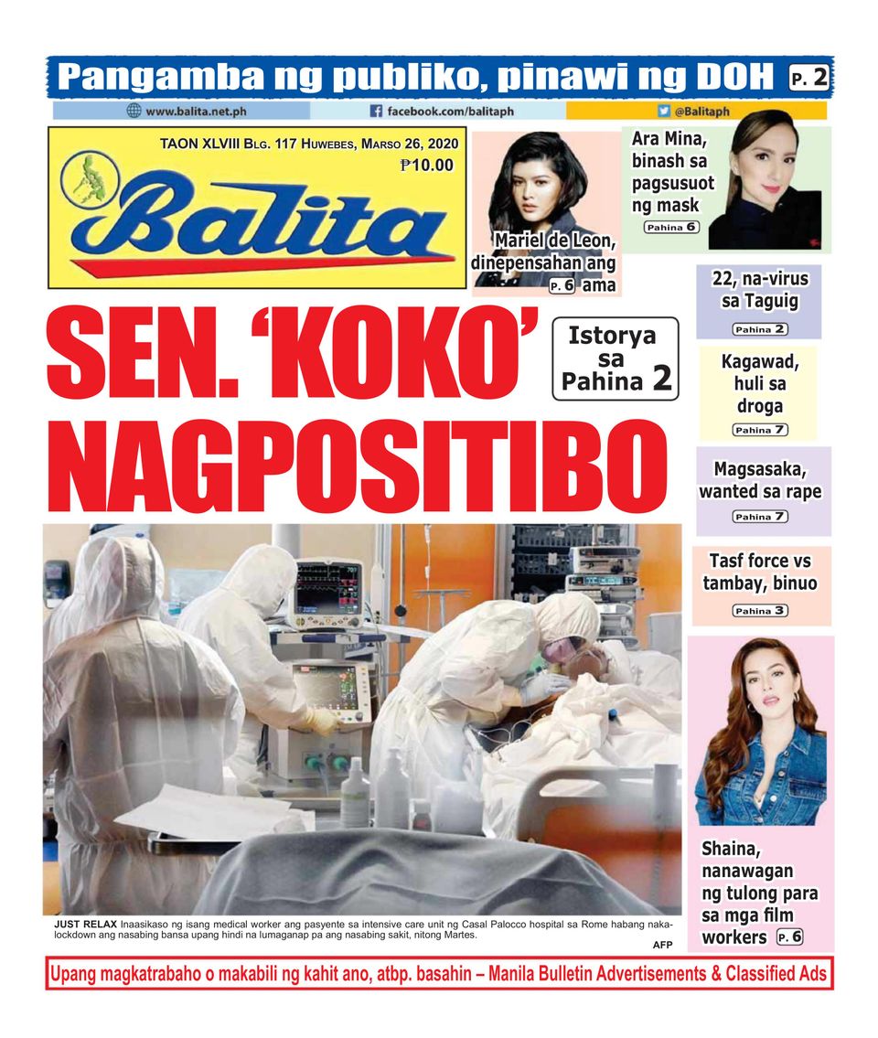 Balita-March 26, 2020 Newspaper - Get your Digital Subscription