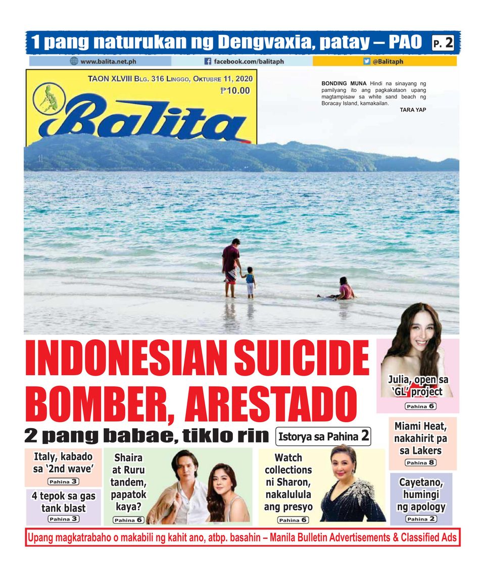 Balita-October 11, 2020 Newspaper - Get your Digital Subscription