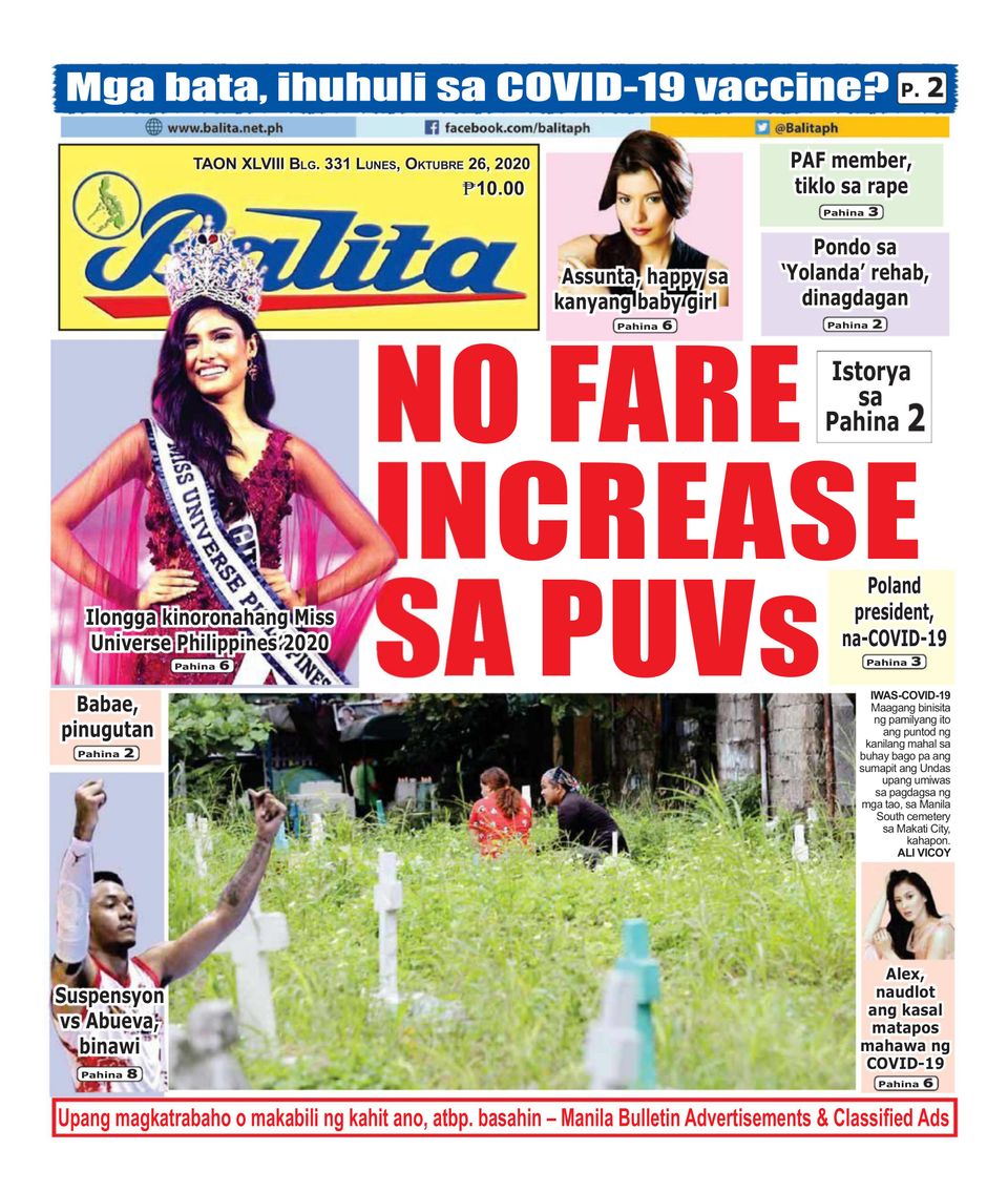 Get digital access to Balita - October 26, 2020 issue | Magzter.com