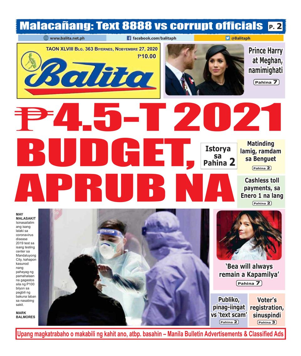 Get digital access to Balita - November 27, 2020 issue | Magzter.com