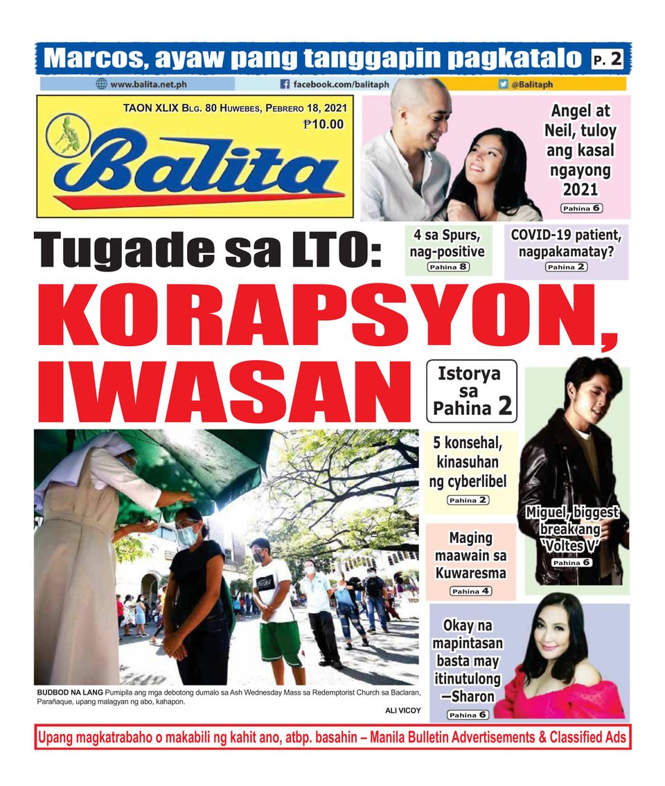 Balita-February 18, 2021 Newspaper - Get your Digital Subscription