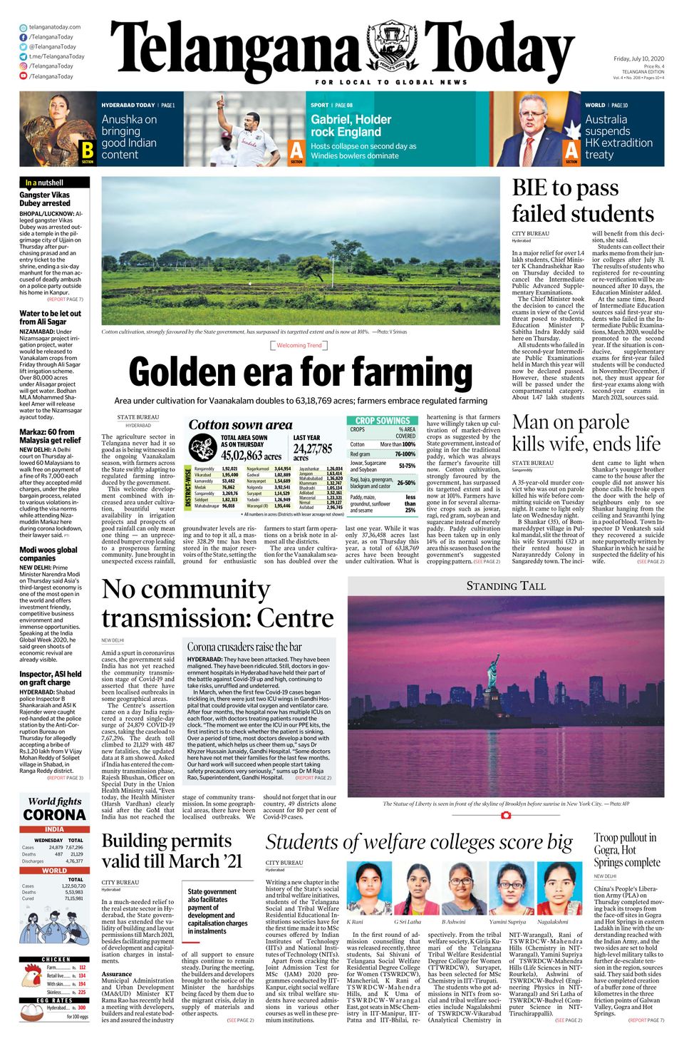 Get digital access to Telangana Today - July 10, 2020 issue | Magzter.com