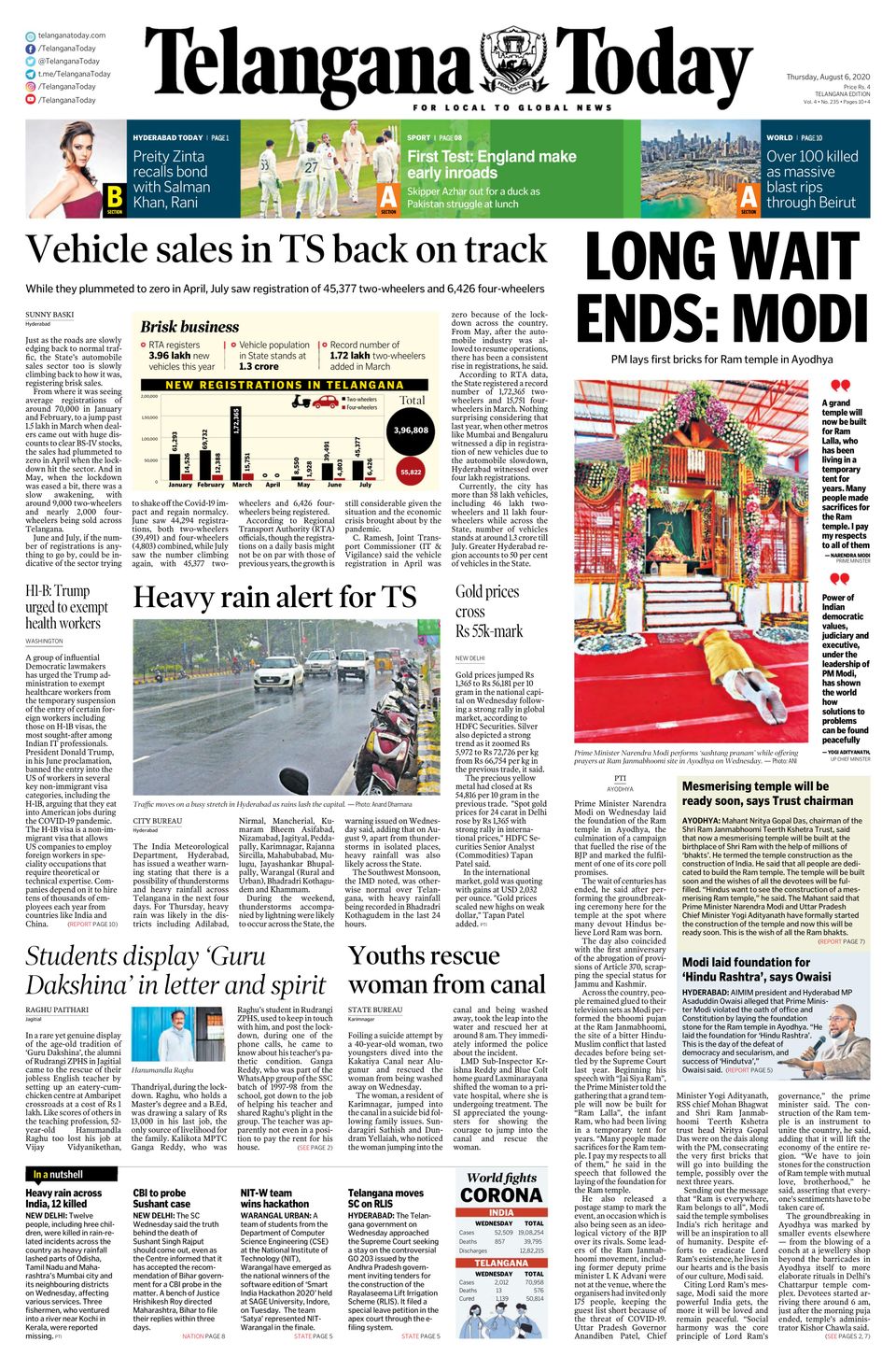 Get digital access to Telangana Today - August 06, 2020 issue | Magzter.com