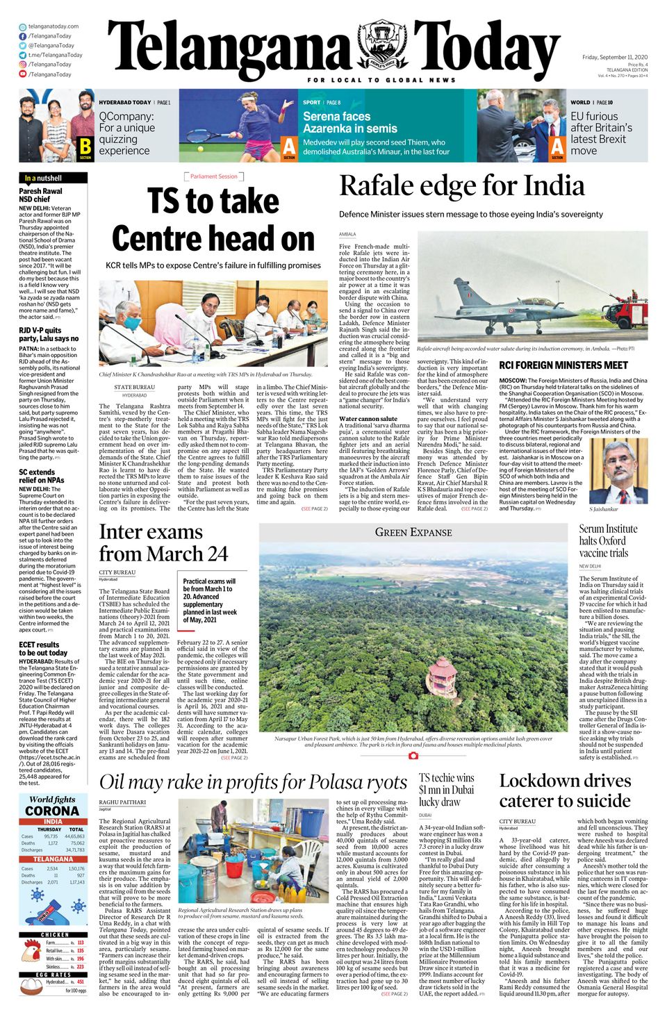 Get digital access to Telangana Today - September 11, 2020 issue ...