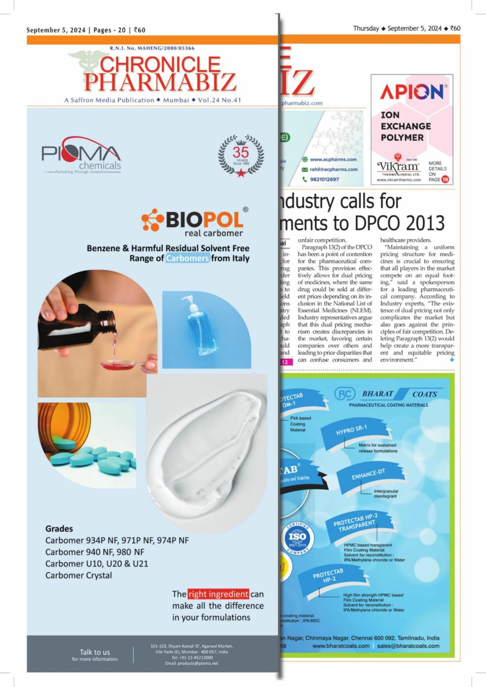 Get digital access to Chronicle Pharmabiz Magazine | Magzter.com
