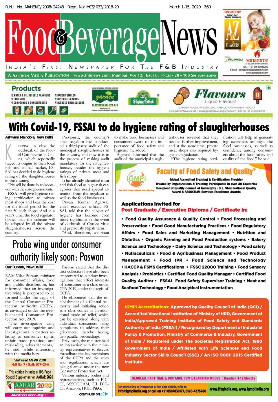 Food and Beverage News-March 01, 2020 Magazine