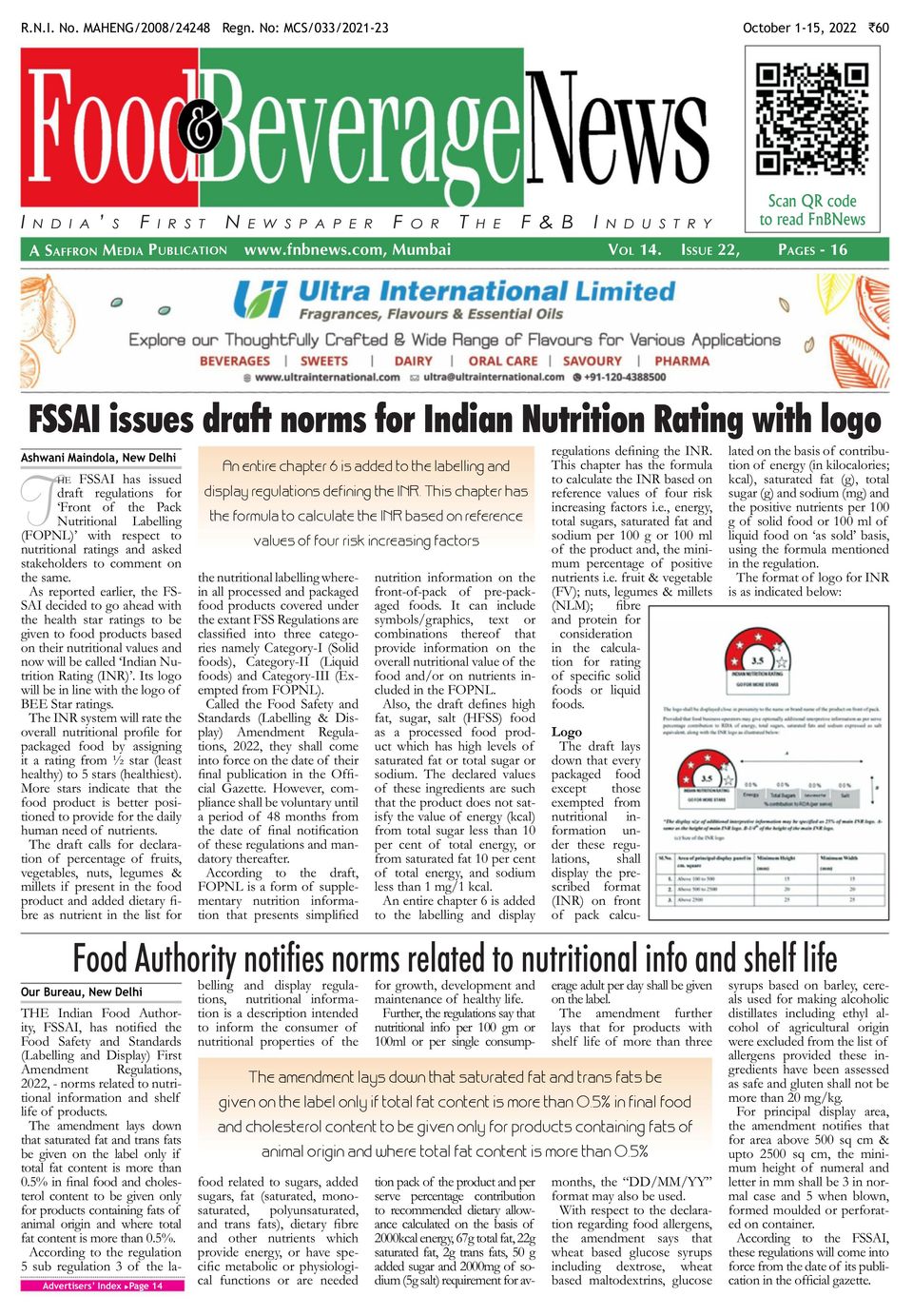 Food and Beverage News-October 1-15, 2022 Magazine