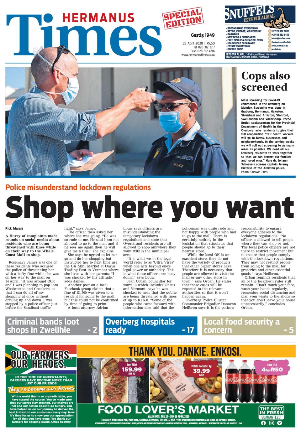 Hermanus Times-April 23, 2020 Newspaper - Get your Digital Subscription
