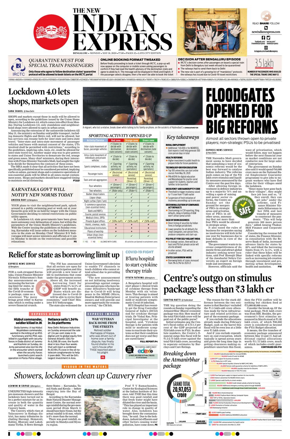 The New Indian Express Bengaluru-May 18, 2020 Newspaper