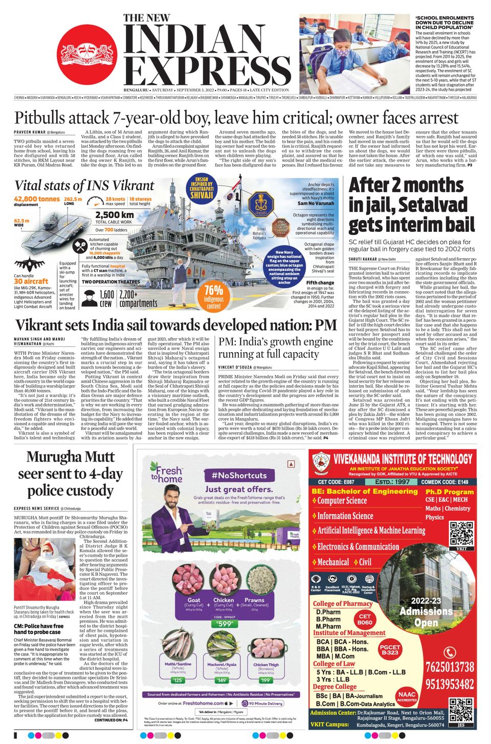 The New Indian Express Bengaluru-September 03, 2022 Newspaper