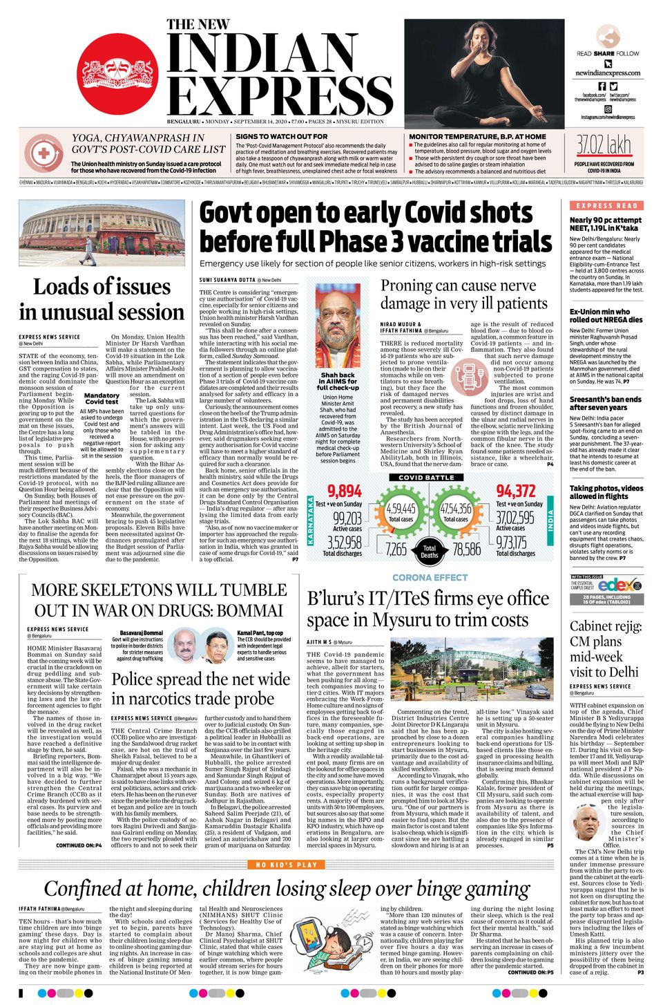 The New Indian Express Mysuru-September 14, 2020 Newspaper