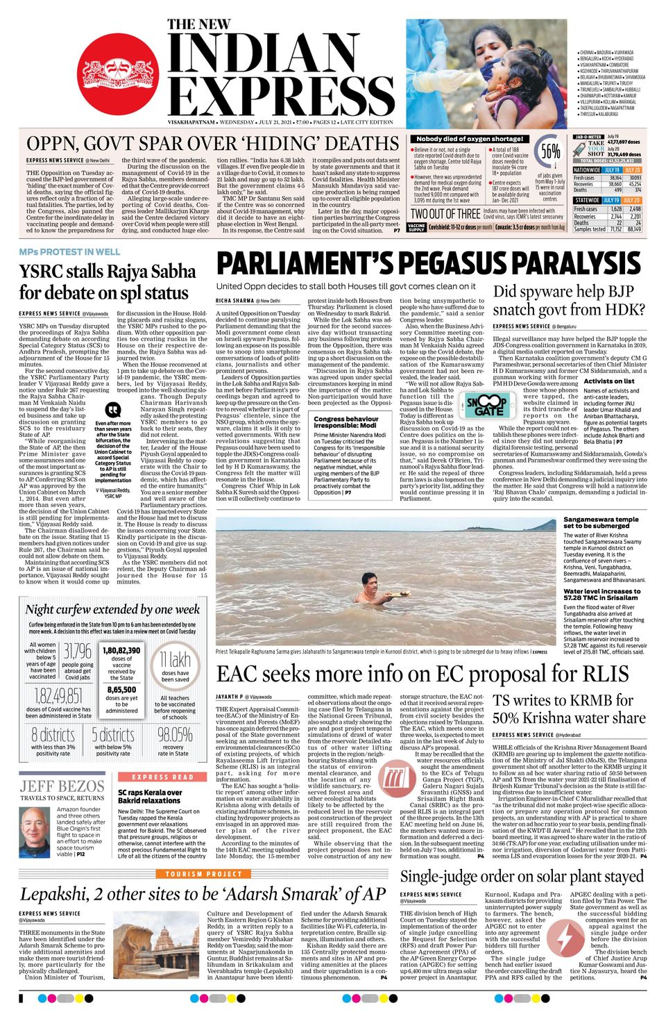 The New Indian Express Vishakapatnam Newspaper