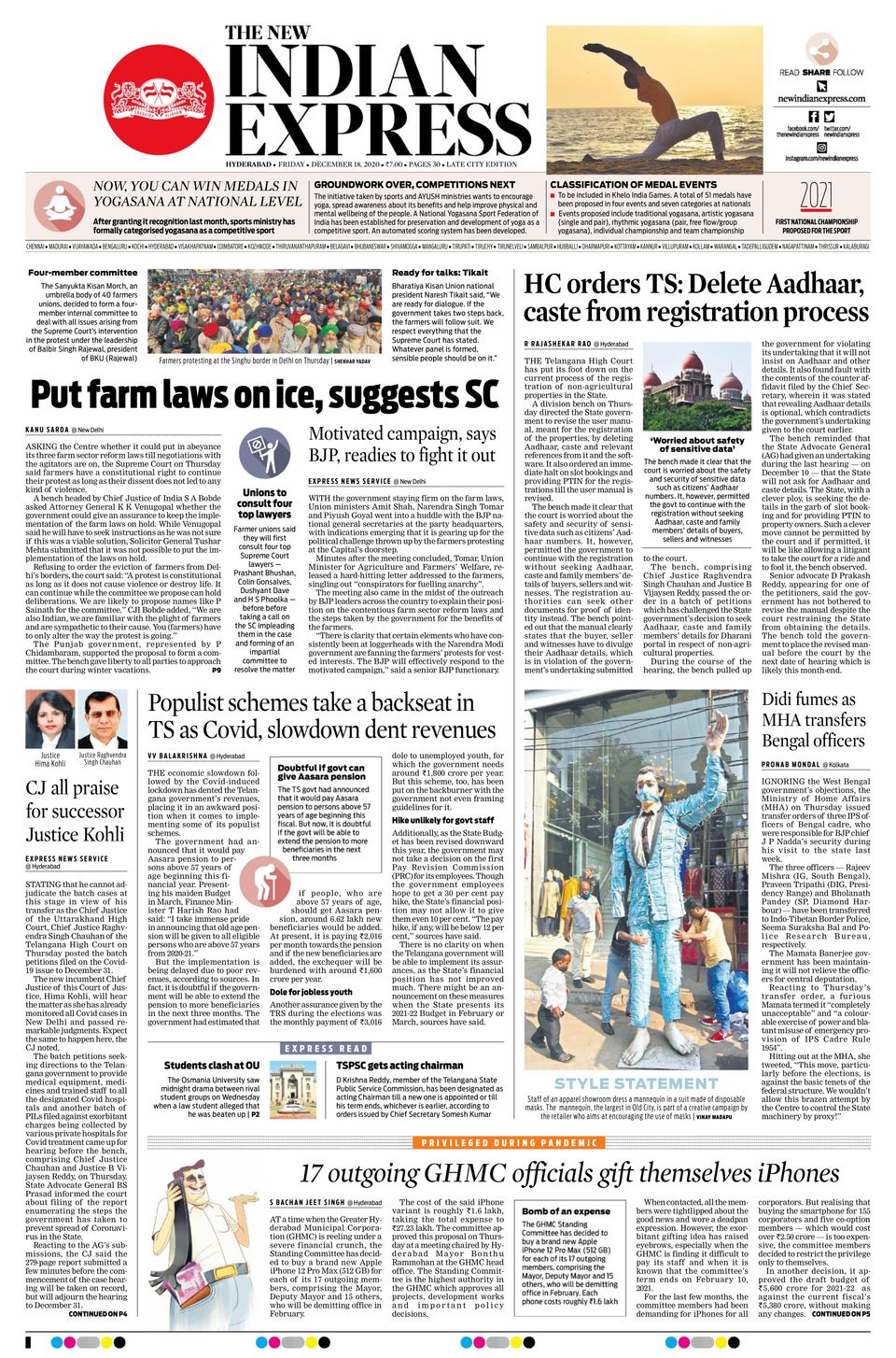 The New Indian Express Hyderabad-December 18, 2020 Newspaper