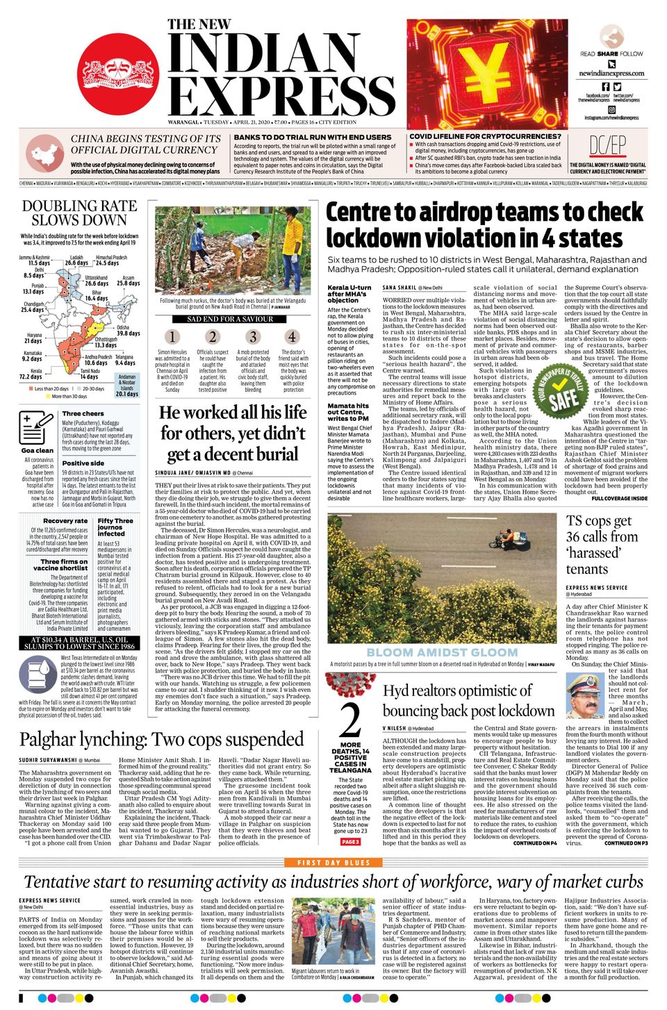The New Indian Express Warangal-April 21, 2020 Newspaper