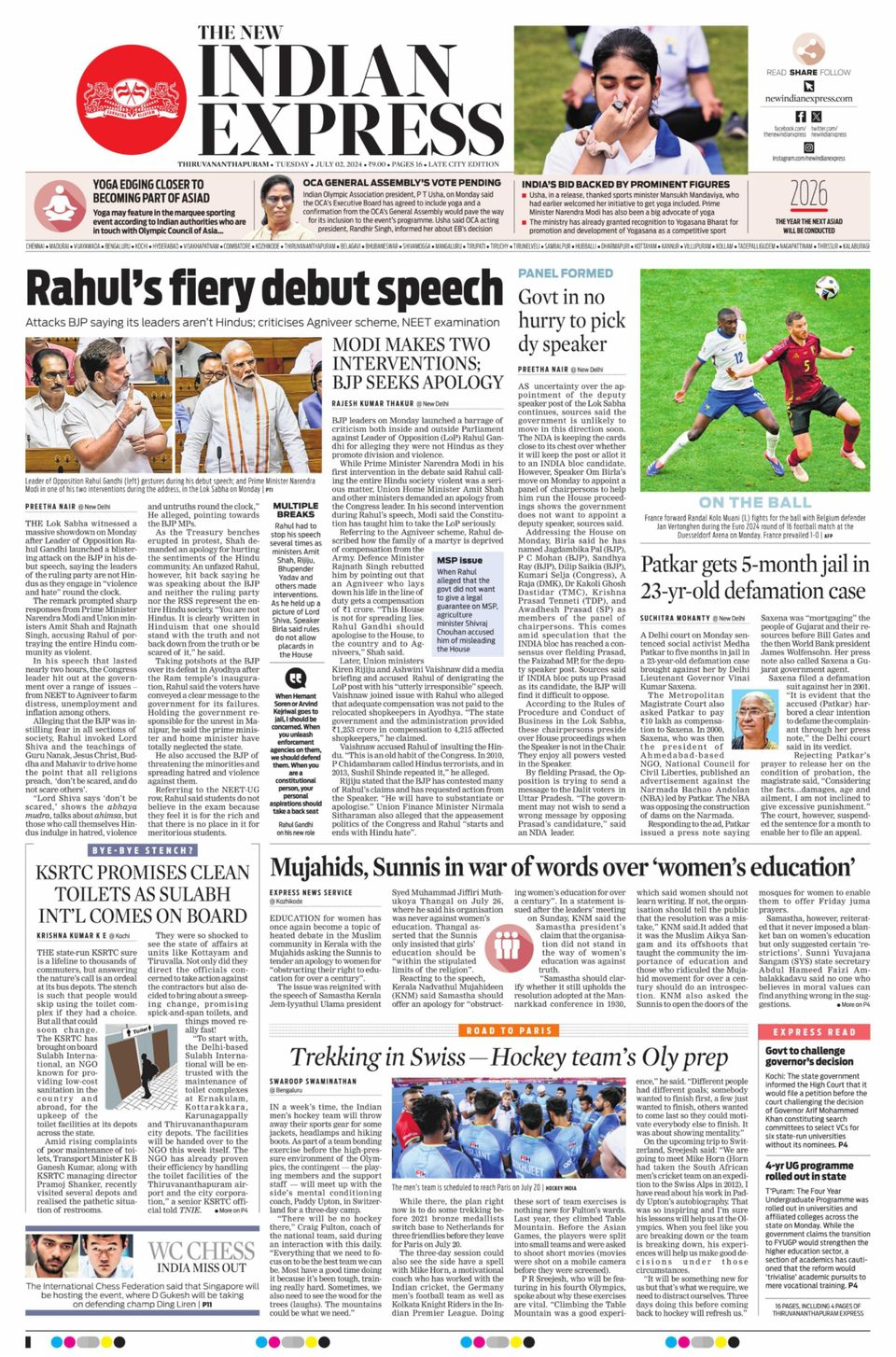 The New Indian Express Thiruvananthapuram-July 02, 2024 Newspaper