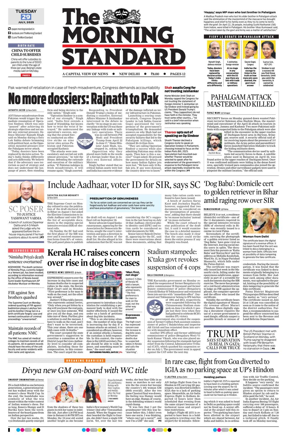 Get Digital Access To The Morning Standard - July 29, 2025 Issue