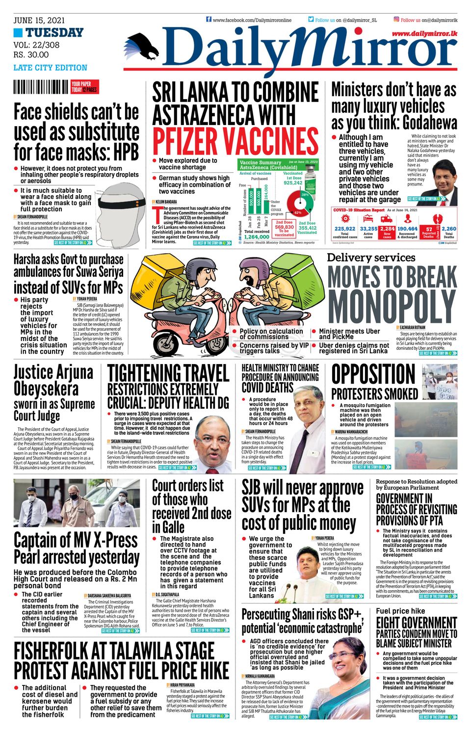 Daily Mirror - Sri Lanka-June 15, 2021 Newspaper