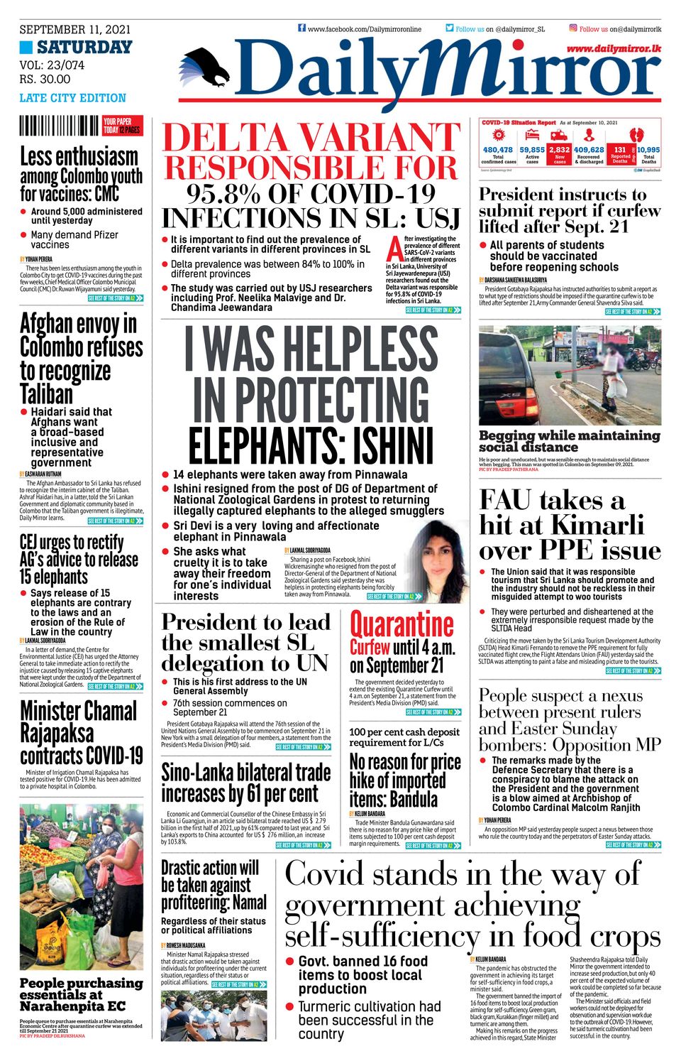 Daily Mirror - Sri Lanka-September 11, 2021 Newspaper