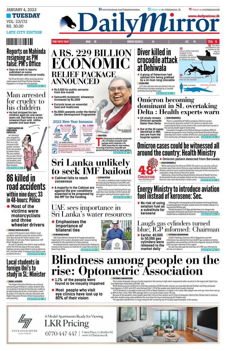Get digital access to Daily Mirror - Sri Lanka - January 04, 2022 issue ...
